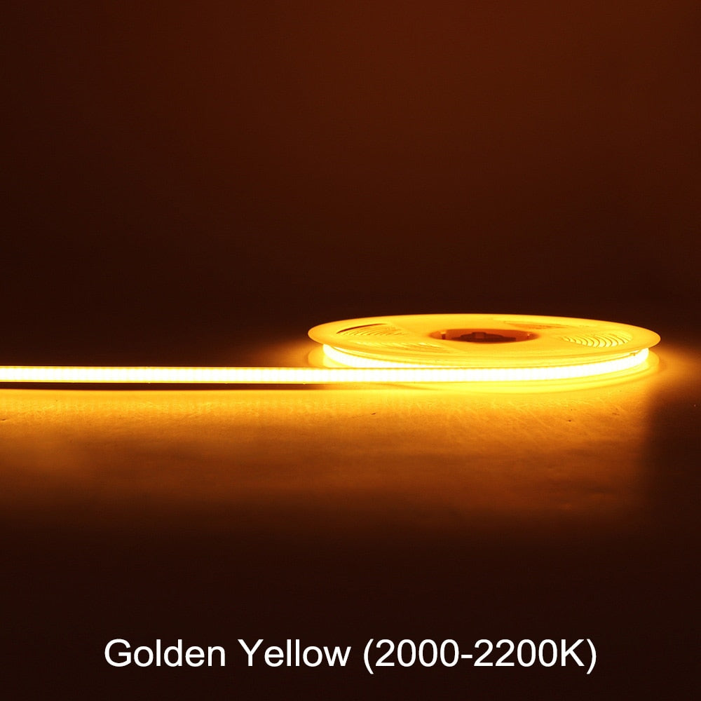 COB LED Strip 12V Flexible 5mm 8mm Width - Golden Yellow – Shine Lighting